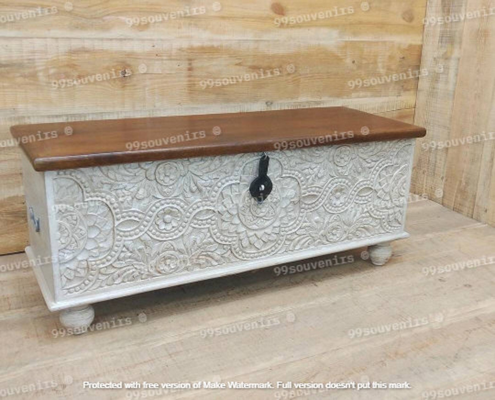 Vintage Inspired Indian Trunk Rustic White Storage Box - Etsy