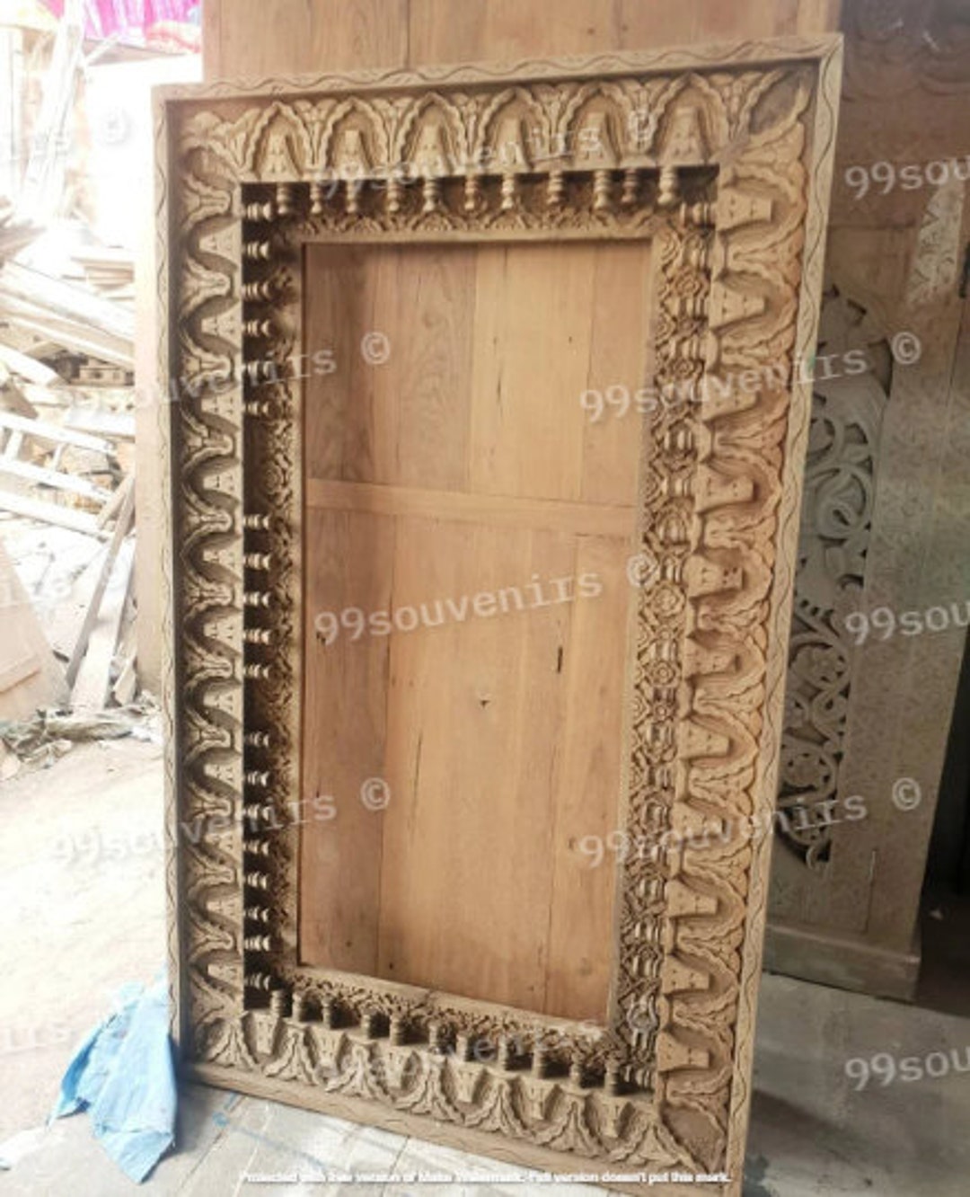 Bohemian Wall Mirror, Wooden Spindle Mirror for Living Room Walls ...