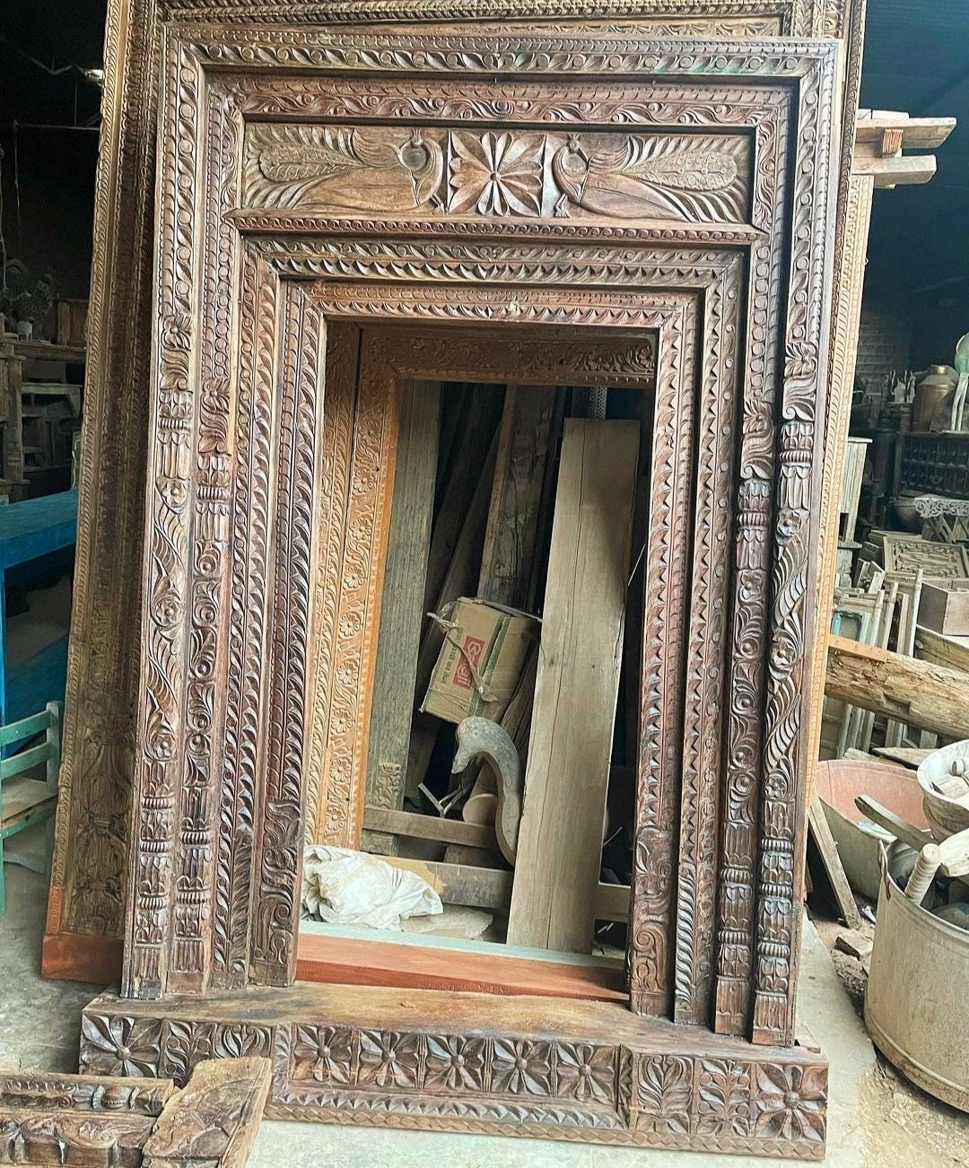 Large Mirror, Vintage Style Floor Mirror, Hand Carved Wooden Mirror ...