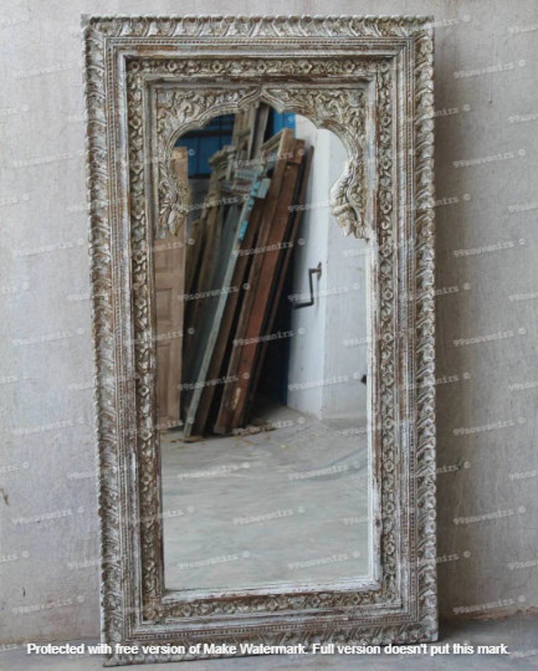 Rustic Indian Mirror, Carved Vintage Inspired Mirror, Wooden Wall ...