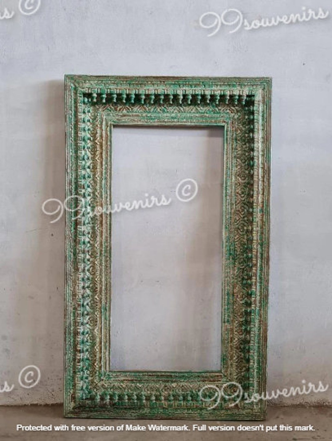 Rustic Wall Mirror, Indian Vintage Inspired Carved Mirror, Solid Wood Wall Frame, Distressed ...