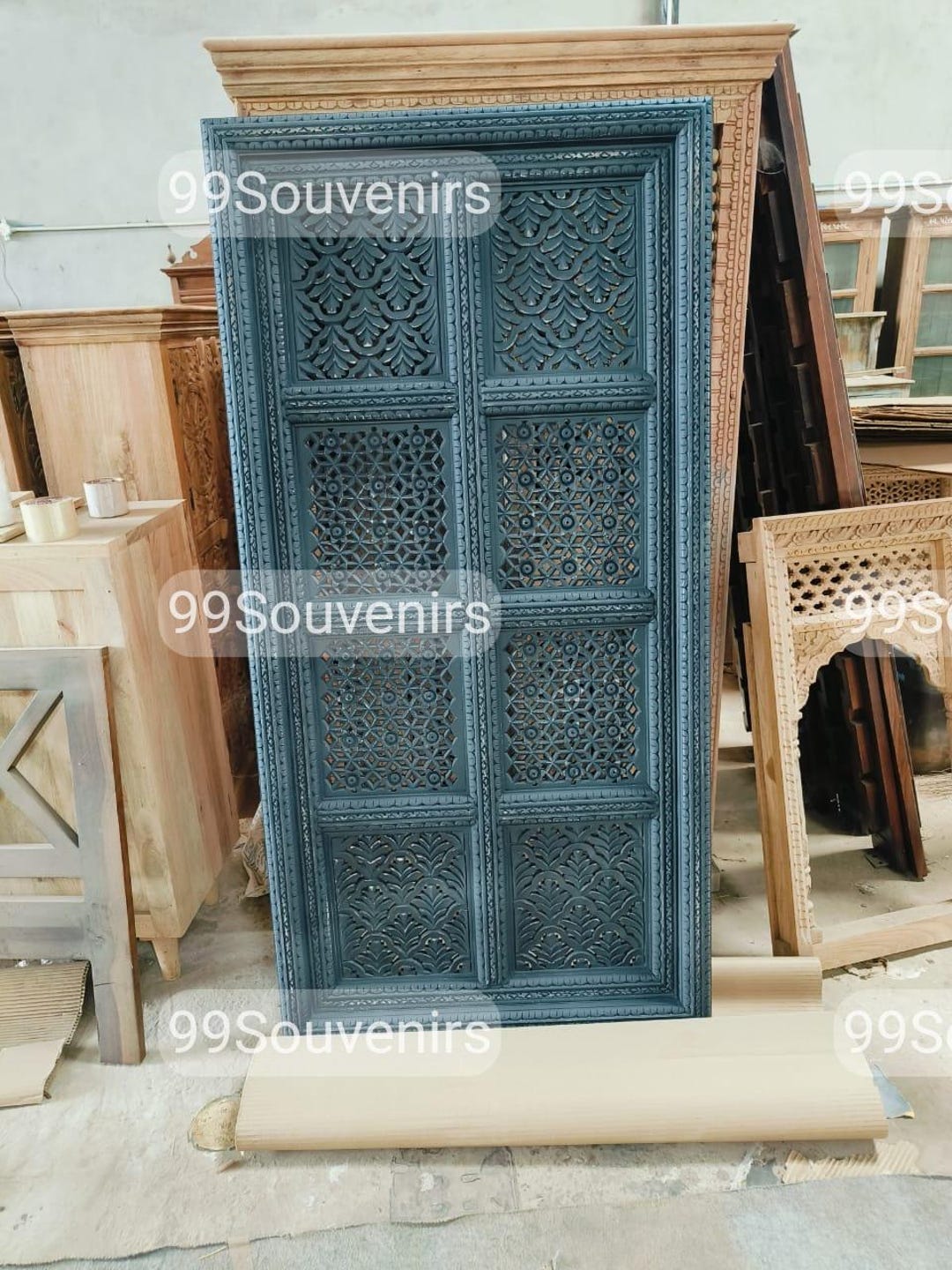 Vintage Inspired Indian Wall Panel, Carved Wooden Wall Decor in Rustic ...