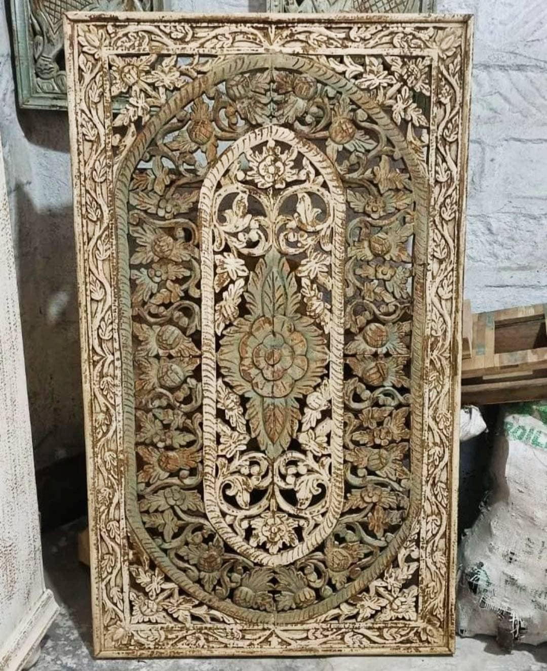 Vintage Inspired Indian Wall Panel, Carved Wooden Wall Panel, Rustic ...