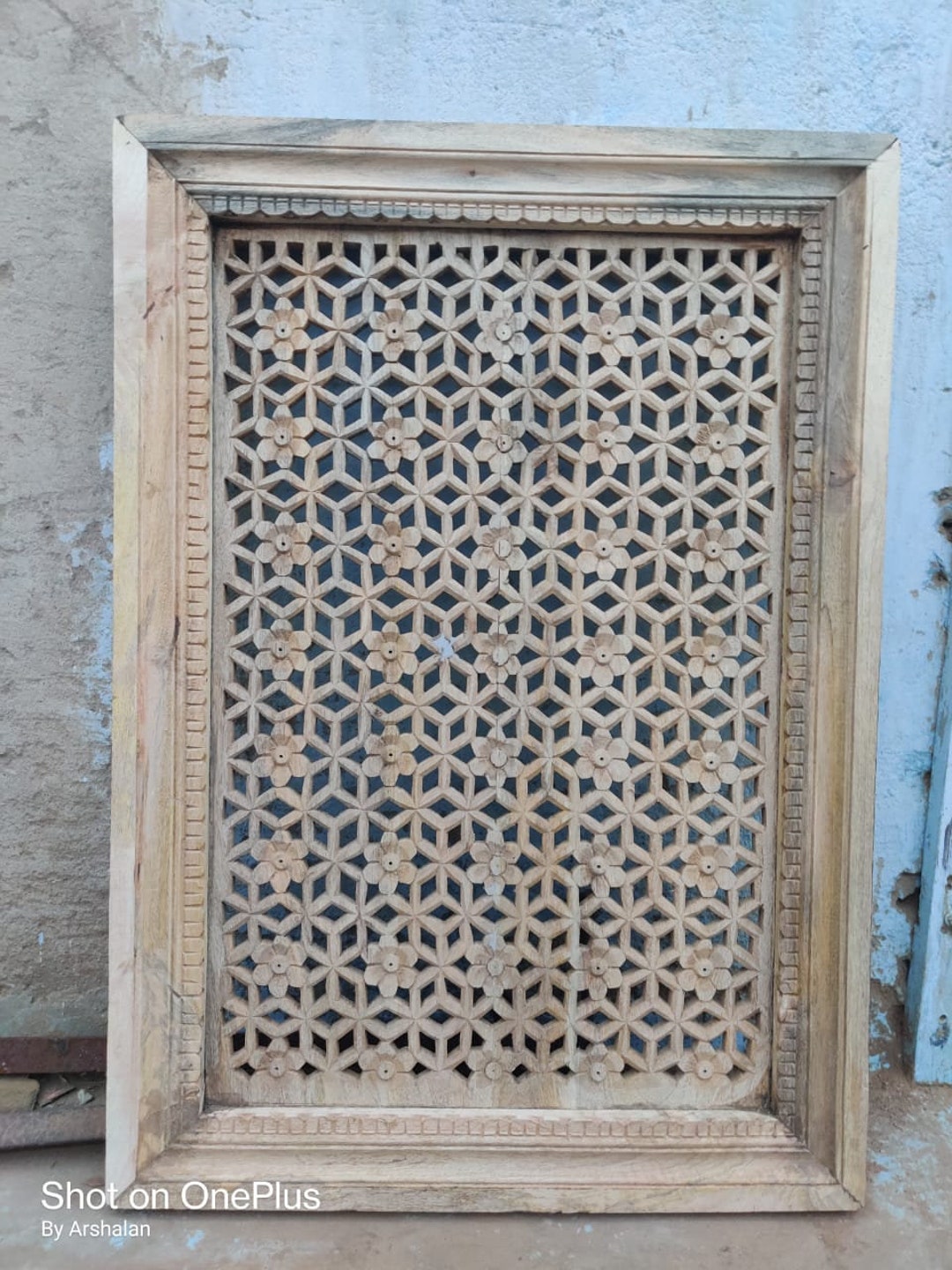 Antique Style Wall Panel in Natural Wood Finish, Carved Wooden Wall ...