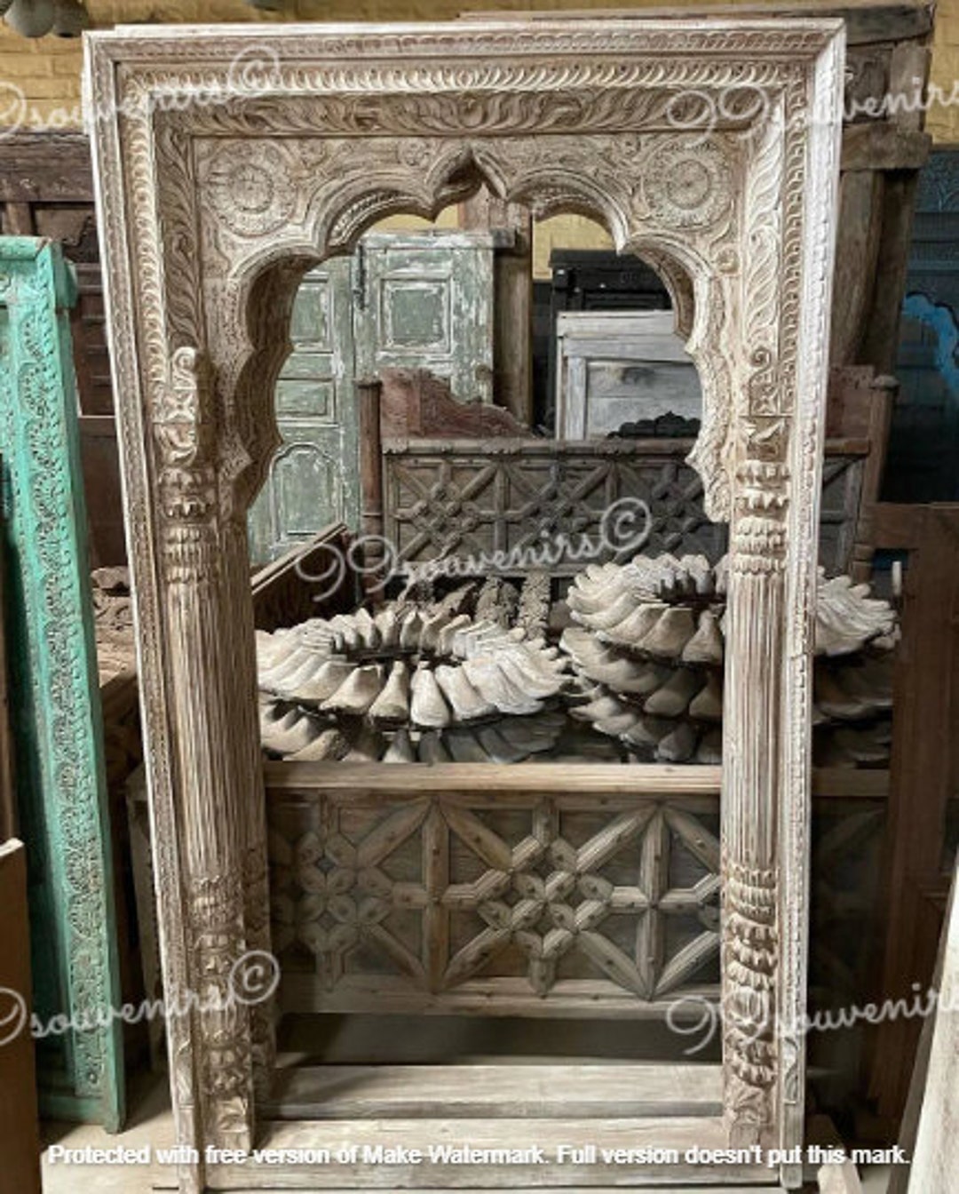 Antique Style Mirror, Bohemian Wall Mirror, Carved Wooden Wall Mirror ...