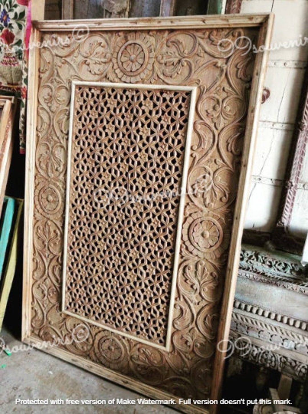 Rustic Wall Panel, Carved Wooden Wall Decor, Antique Style Wall Hanging ...