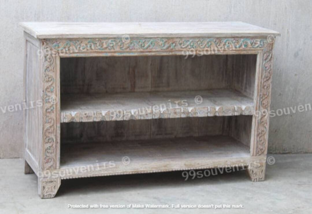 Rustic Book Shelf, Wooden Indian Cabinet, Distressed Finished Storage ...