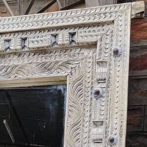 The Padmavati Indian Rustic Large Mirror, Carved Wooden Mirror ...
