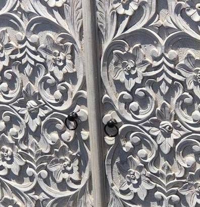 Carved Rustic Indian Cabinet, Solid Wooden Distressed White Finish ...