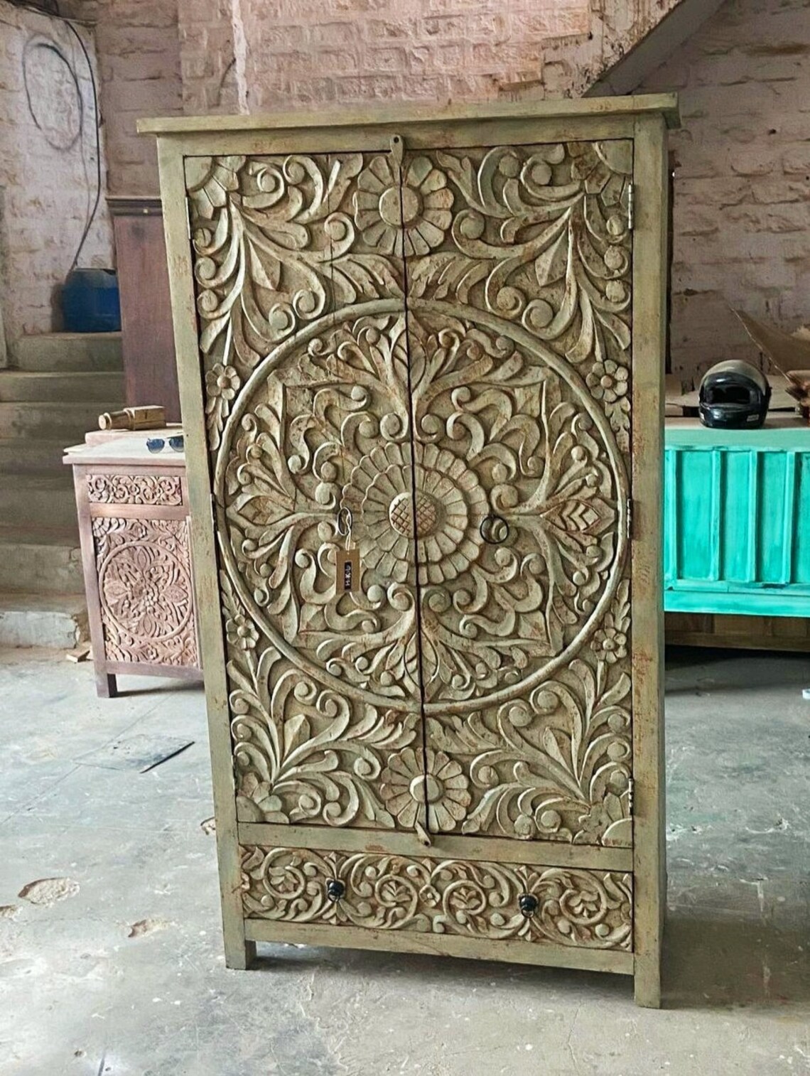 Wooden Armoire, Antique Style Armoire for Boho Home, Vintage Inspired ...