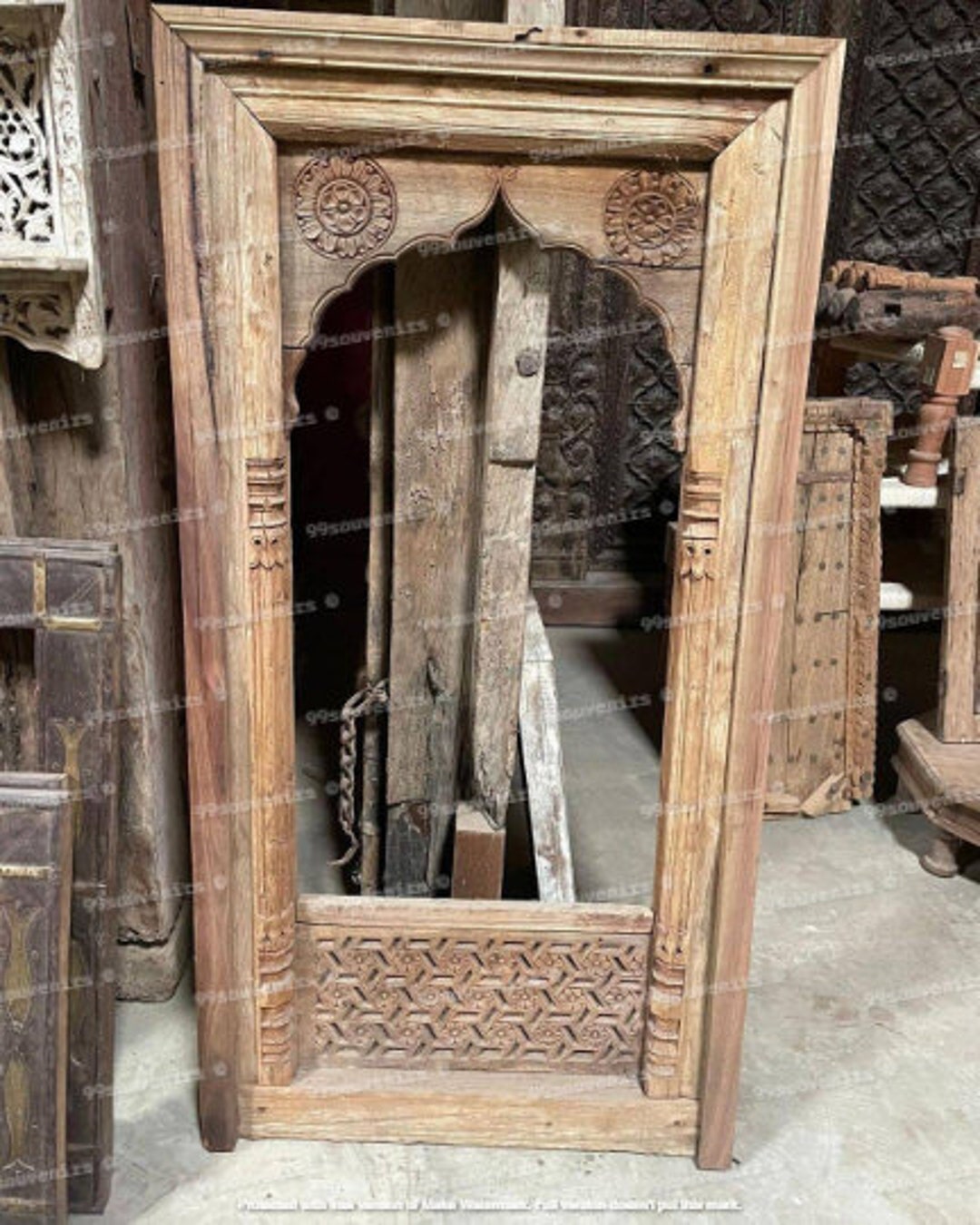 Vintage Inspired Mirror, Bohemian Wall Mirror, Carved Wooden Wall ...