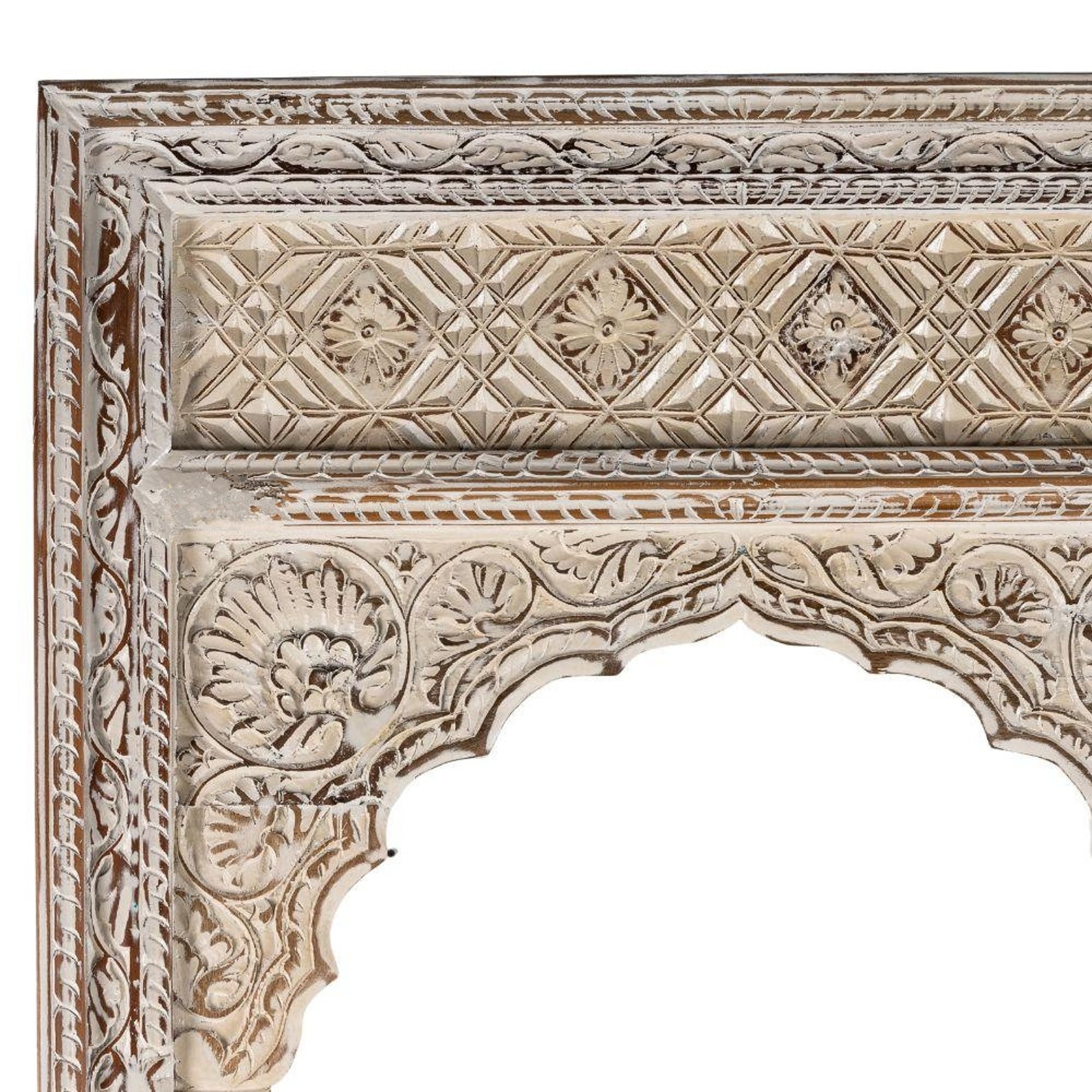 Rustic Wooden Mirror, India Mirror, Carved Wooden Wall Mirror ...