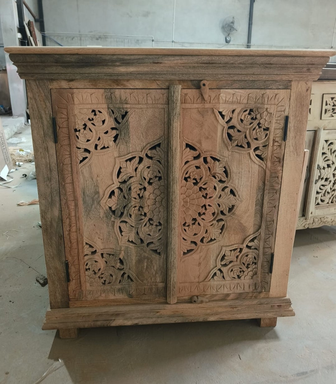Indian Rustic Cabinet, Carved Wooden Dresser, Boho Living Room Cabinet ...