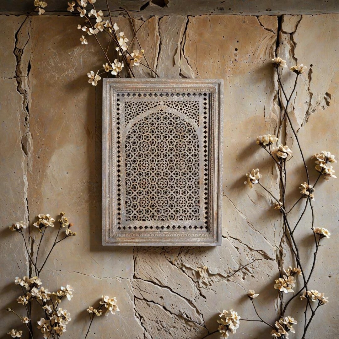 Antique Inspired Wall Panel With Intricate Jaali Carvings, Carved ...