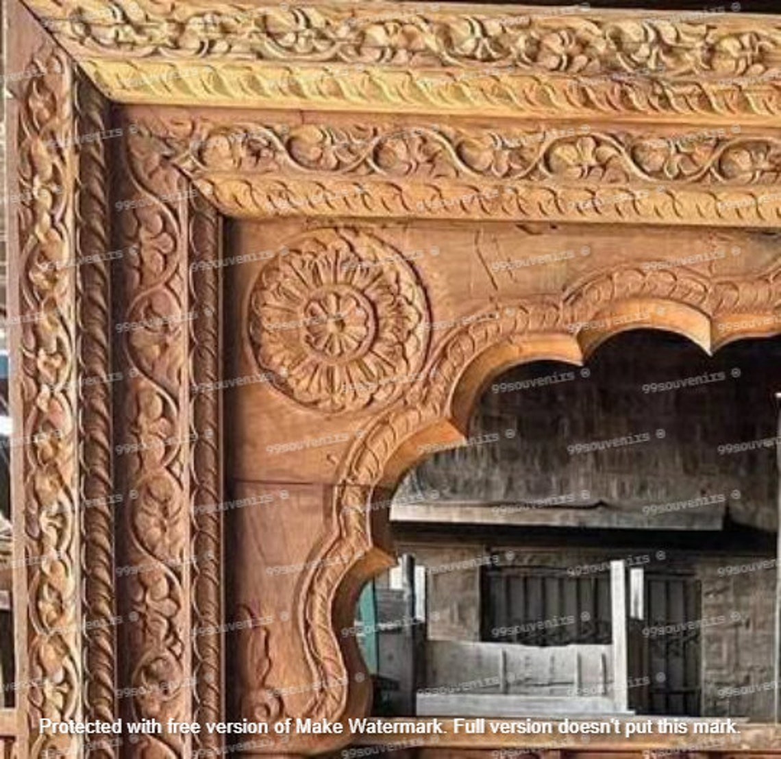 The Jauhar Mid Century Indian Mirror Carved Wooden Mirror - Etsy