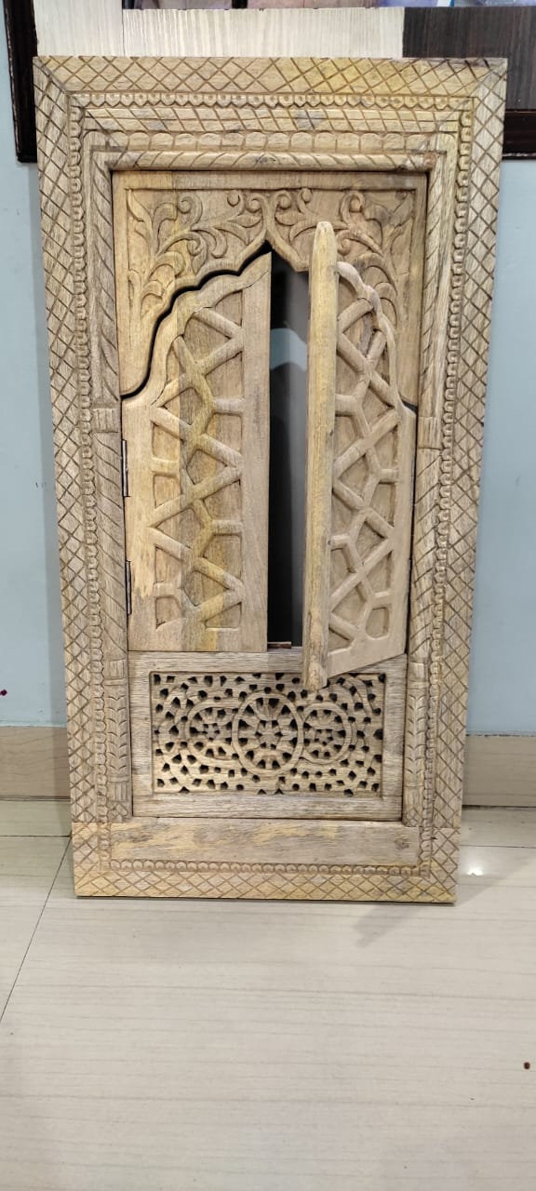 Indian Wood Panel, Antique Inspired Wall Panel, Carved Wooden Wall ...