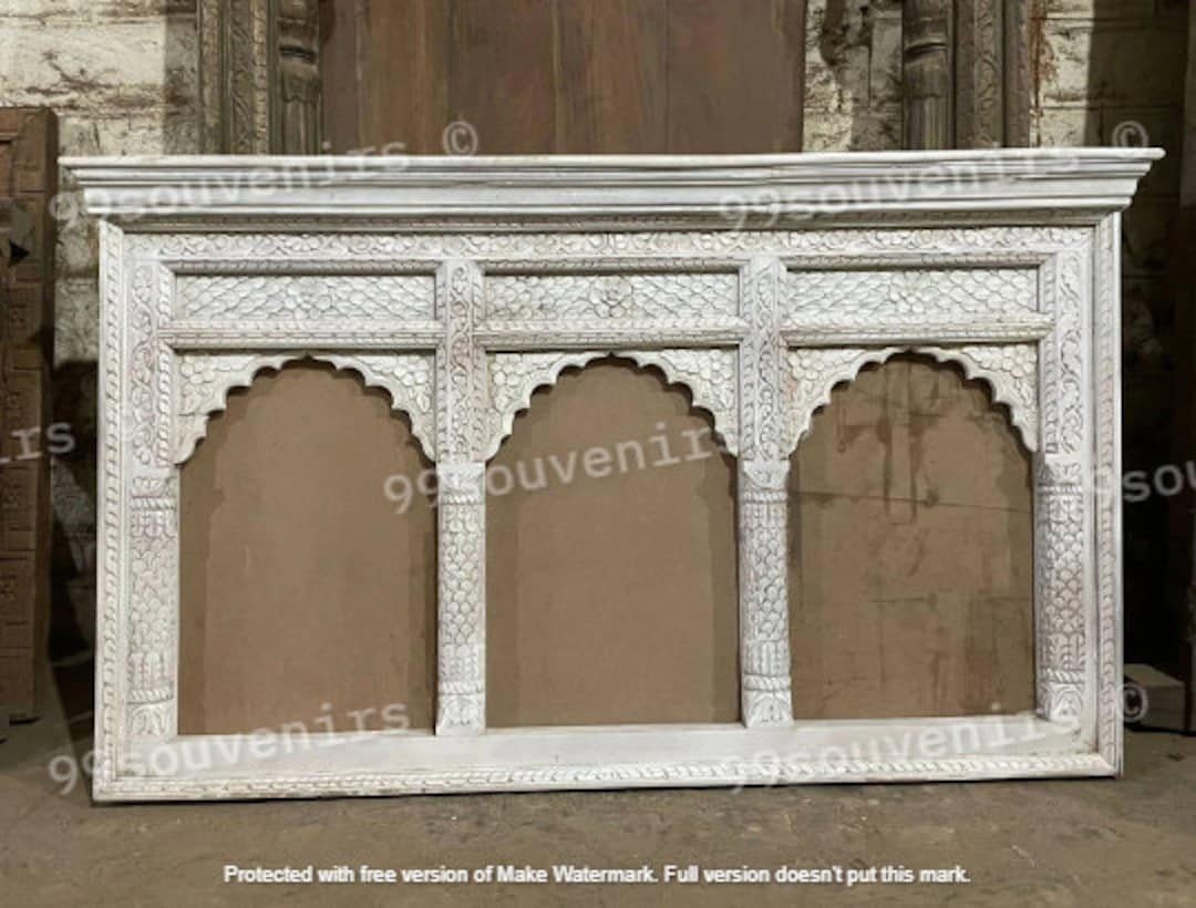 Indian Jharokha Mirror, Wooden Arch Mirror, Wall Mounted Living Room ...