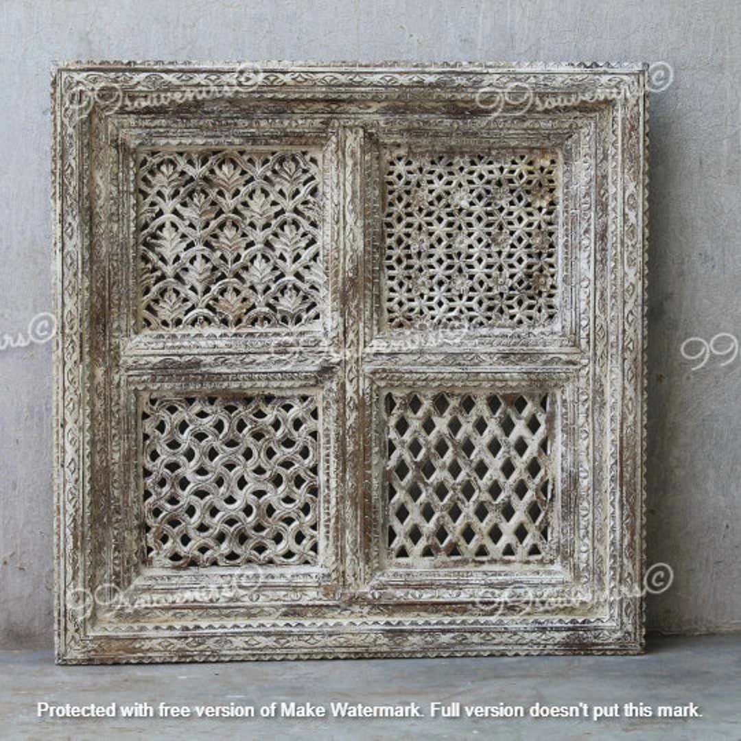 Carved Mango Wood Wall Panel: Distressed Rustic Indian Wall Art - Etsy