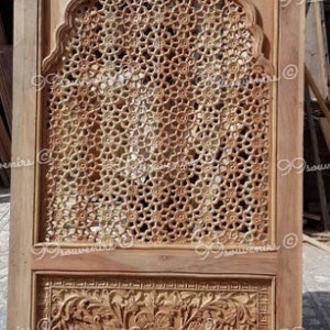 The Jaal Vintage Inspired Wall Panel, Carved Wooden Wall Hanging ...