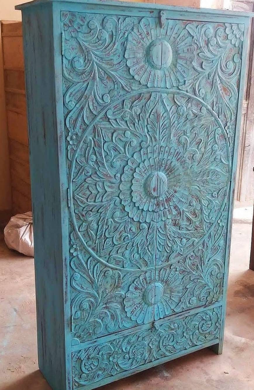 Wooden Armoire, Antique Style Armoire for Boho Home, Vintage Inspired ...