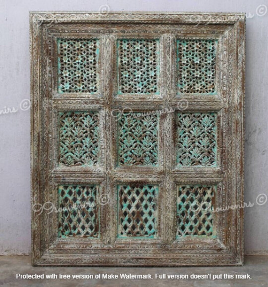 Vintage Inspired Indian Wall Panel, Carved Wooden Wall Panel, Rustic ...