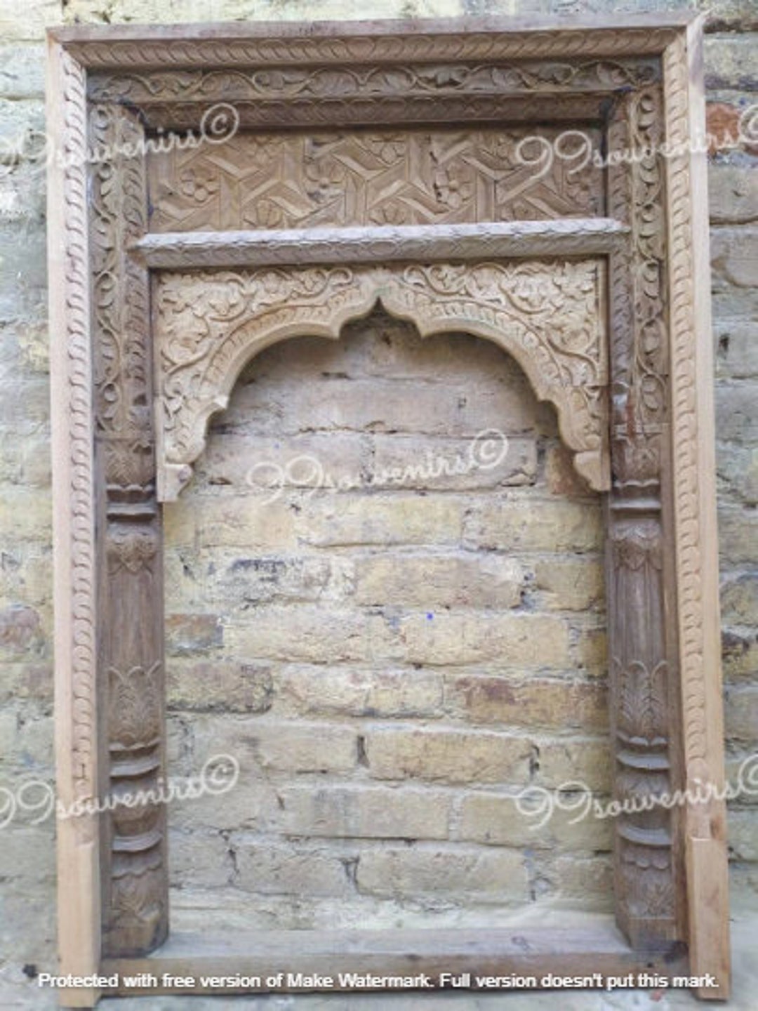 Carved Mango Wood Arch Mirror: Bohemian Indian Wall Decor - Etsy
