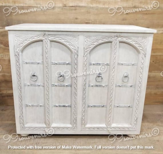 Indian Rustic Cabinet Carved Wooden Dresser Boho Living Room - Etsy