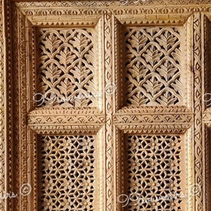 The Pallava Vintage Style Indian Wall Panel, Carved Wooden Wall Panel ...