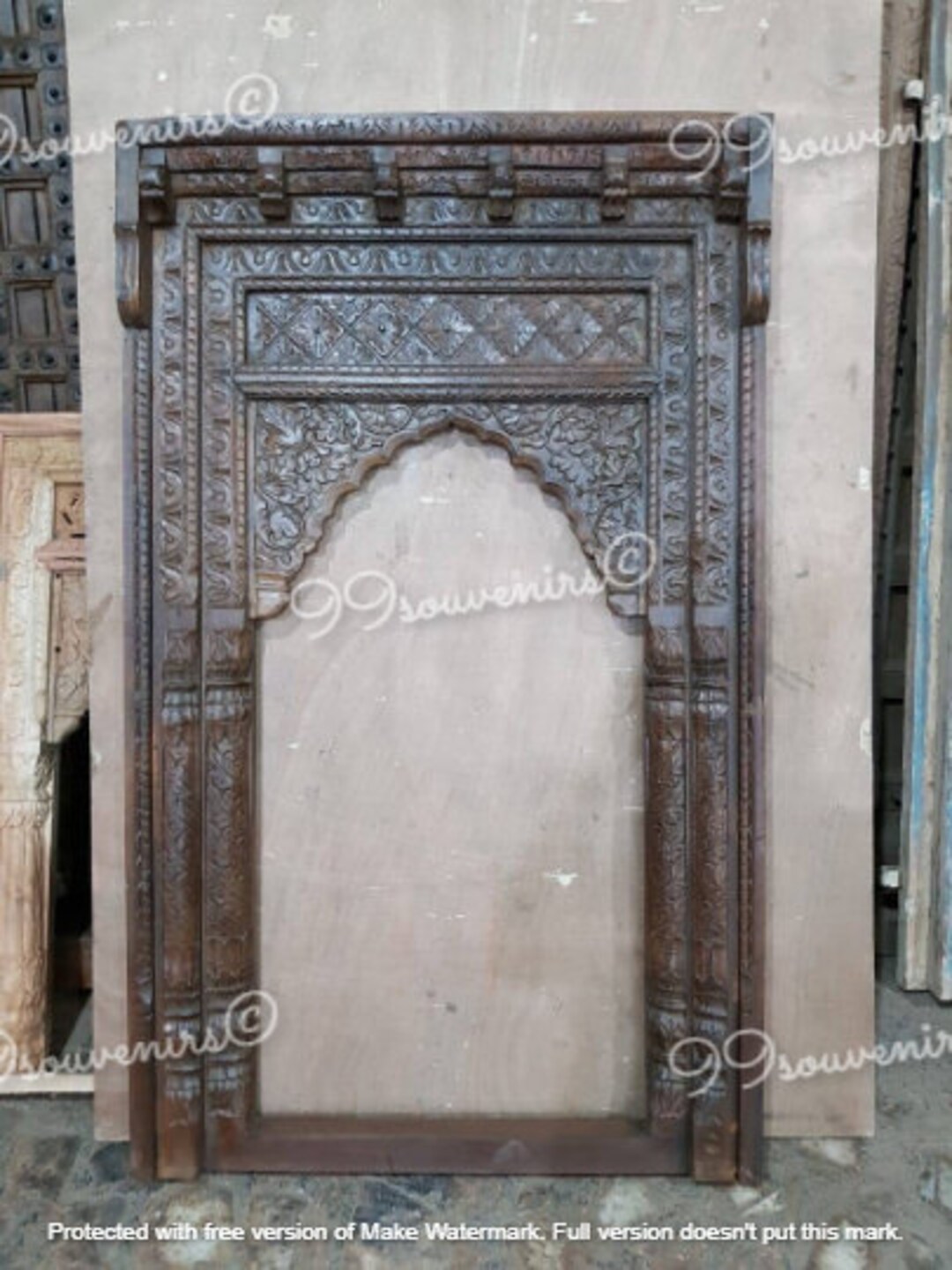 Carved Mango Wood Mirror: Rustic Indian Style Home Decor - Etsy