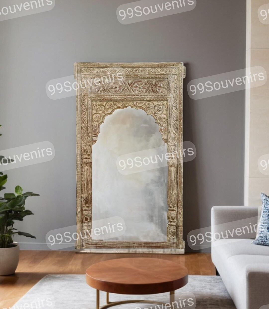 Antique White Mirror, Wooden Wall Mirror, Distressed White Mirror for ...