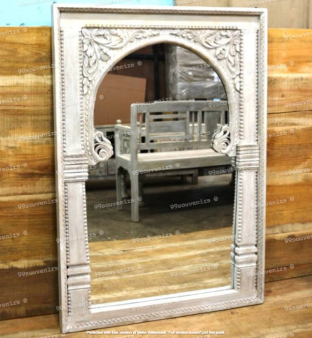 Bohemian Wall Mirror, Carved Wooden Wall Mirror, Indian Furniture ...