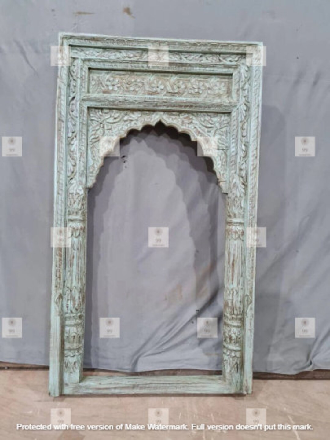 Rustic Arch Mirror, Boho Wall Decor Frame, Carved Indian Wall Mirror ...