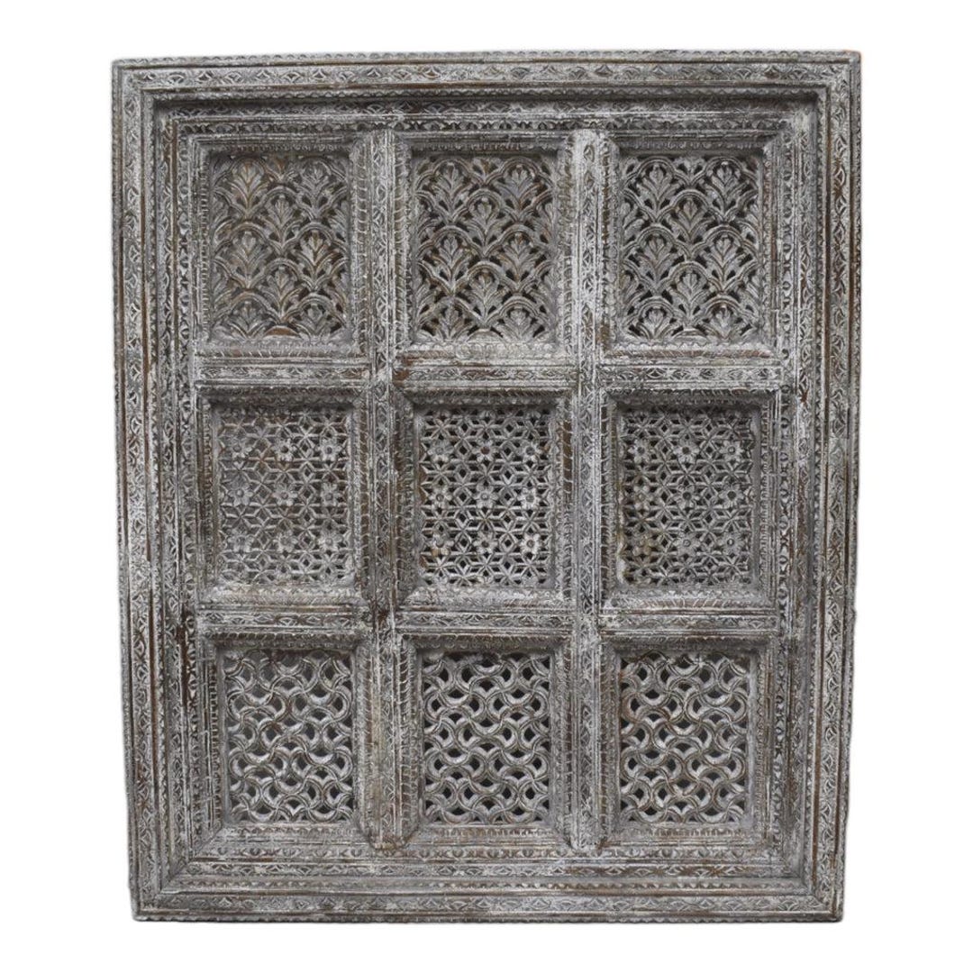 Antique Style Wall Panel in Rustic Grey Finish, Carved Wooden Wall ...