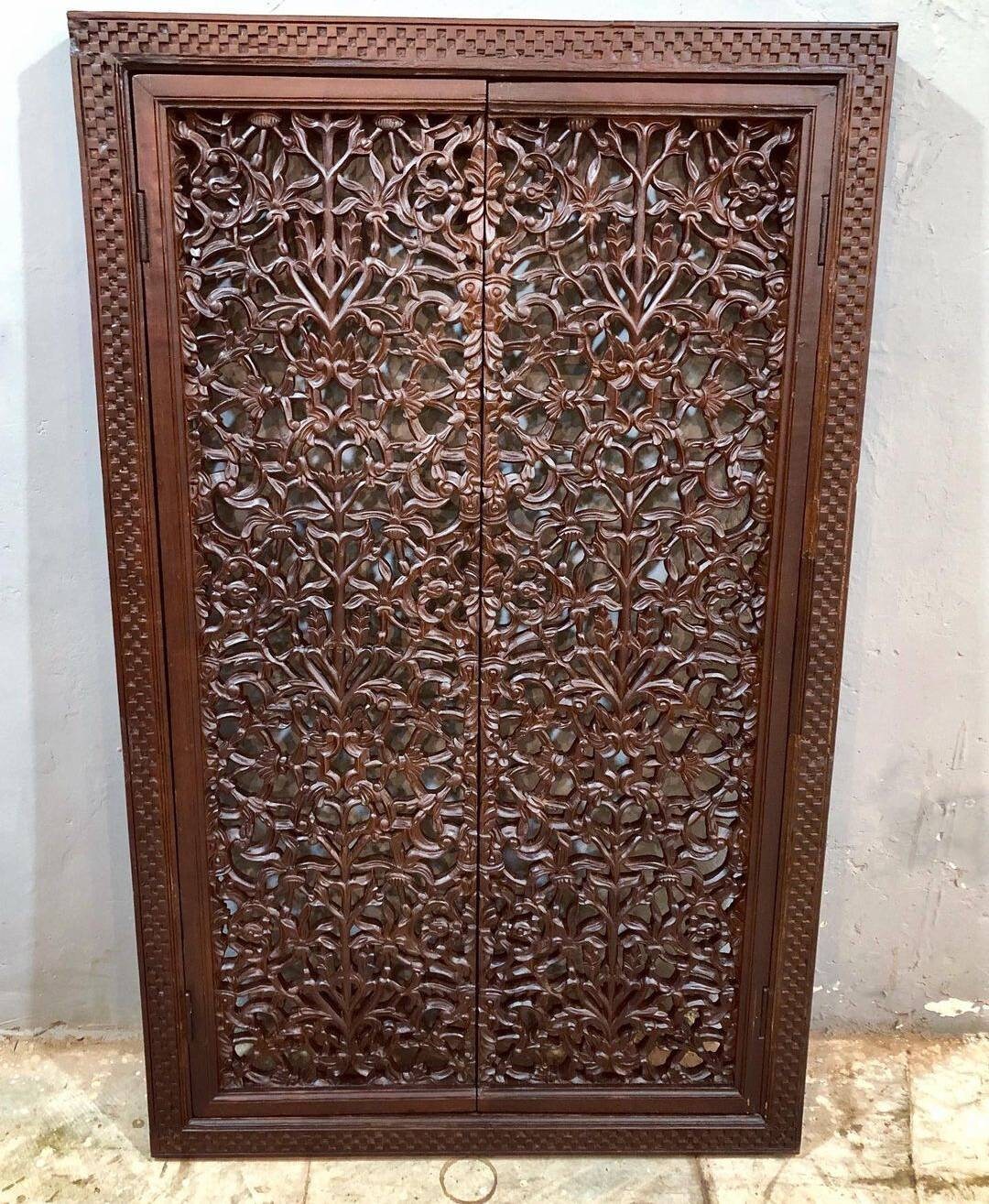 Antique Reproduced Wall Panel, Carved Wooden Wall Hanging, Intricate ...