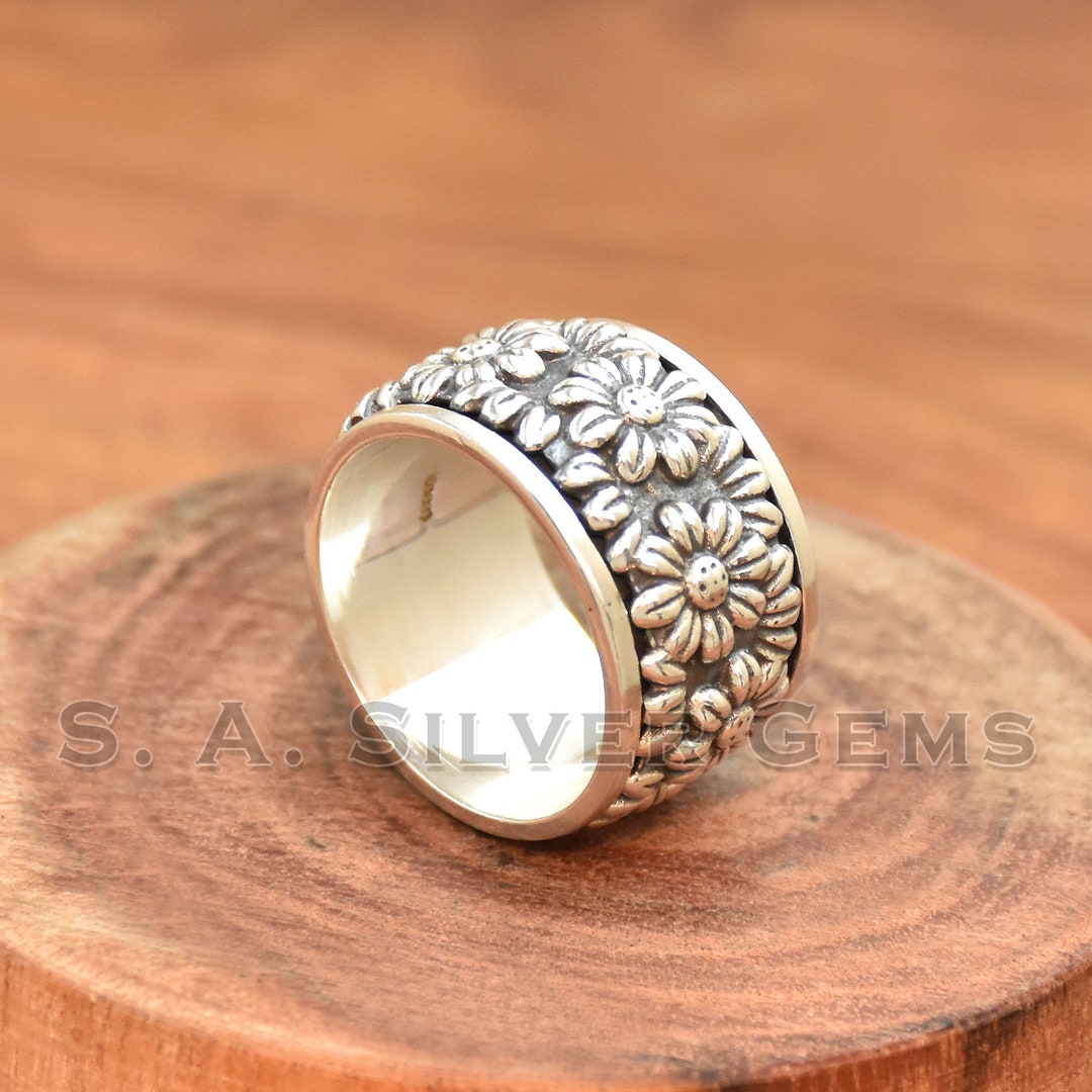 925 Silver Spinner Ring, Fidget Ring Sterling Silver Spinner Ring ...