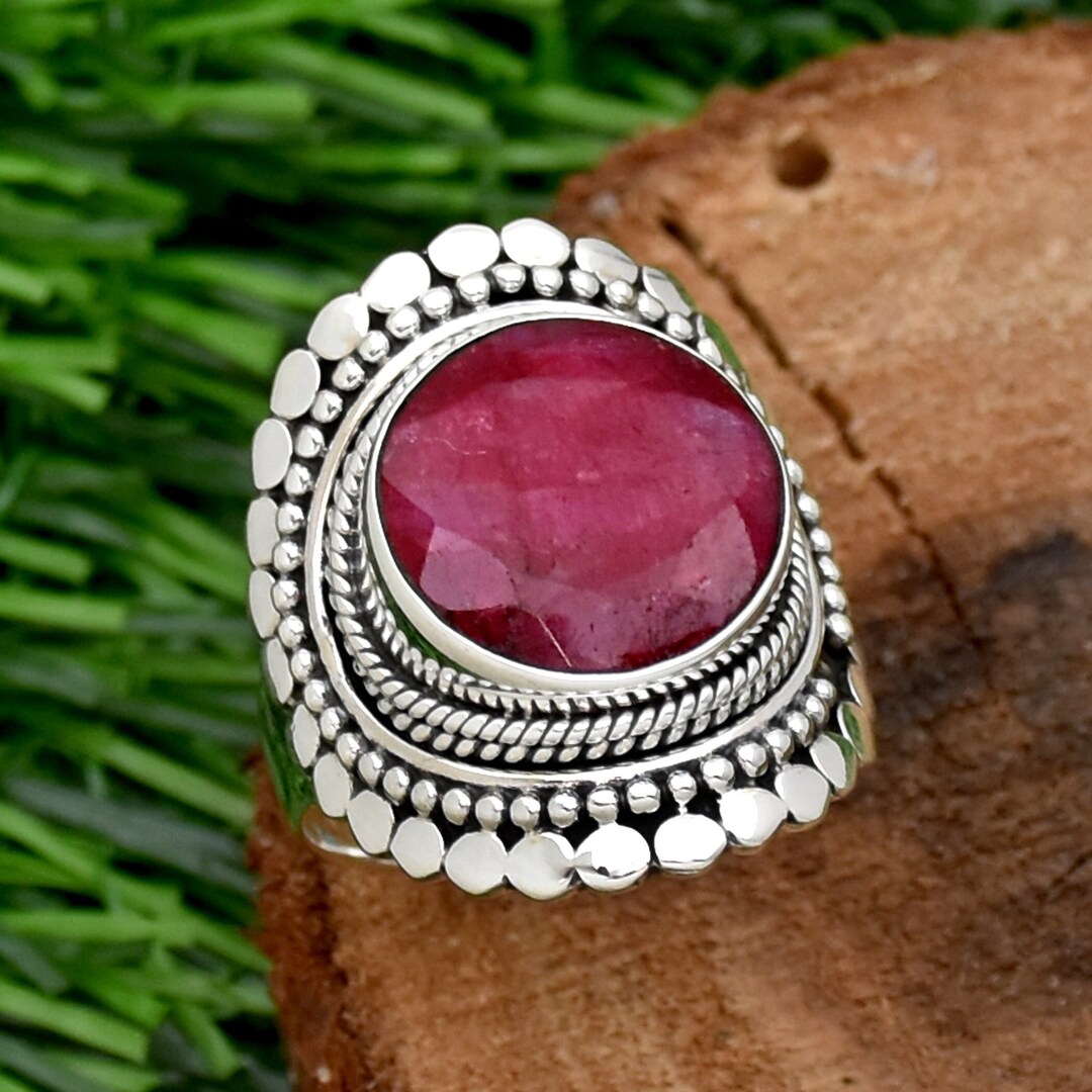 Indian Ruby Ring, 925 Sterling Sliver Ring, Handmade Silver Ring ...