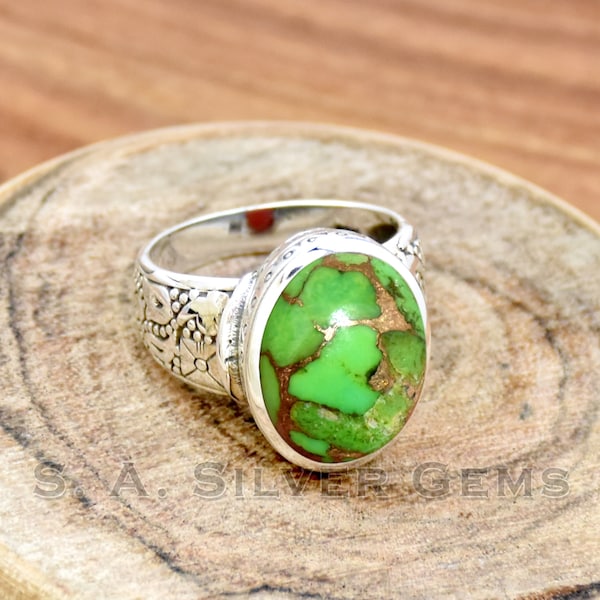 Green Copper Turquoise Ring - Etsy