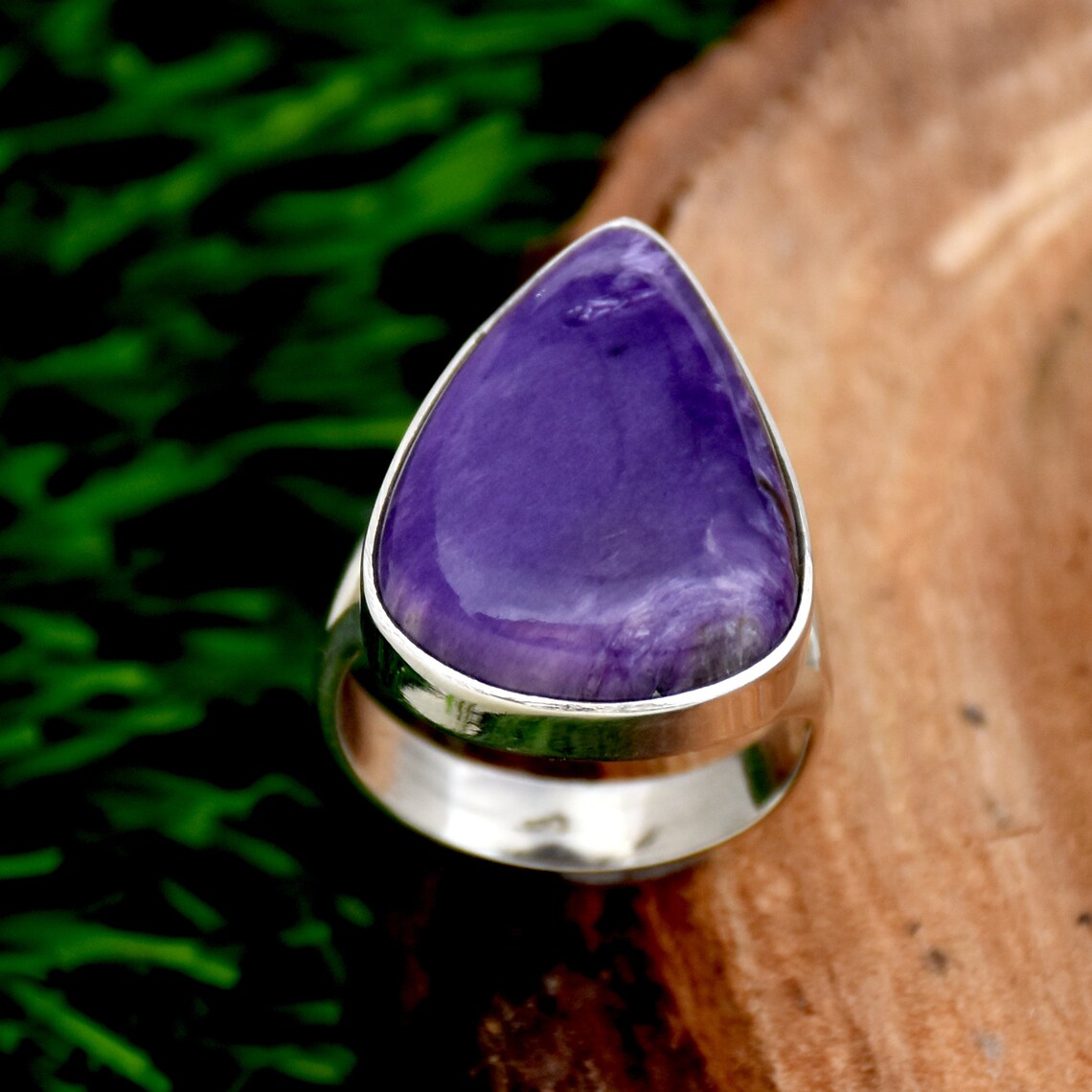 Natural Charoite Ring 925 Sterling Silver Ring Handmade - Etsy