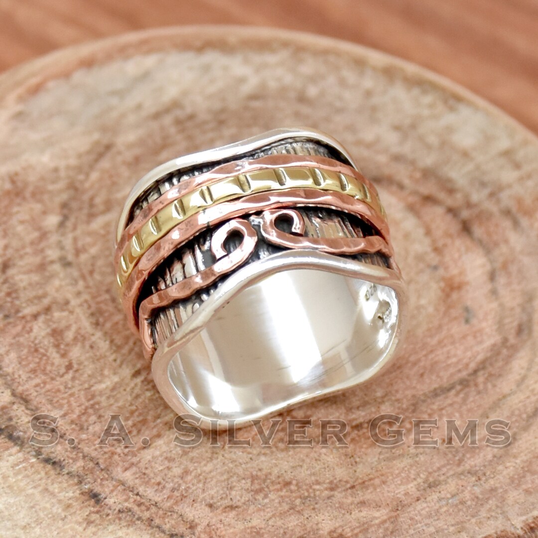 Spinner Ring, Meditation Spinner Ring, Designer Spinner Band Ring, 925 ...