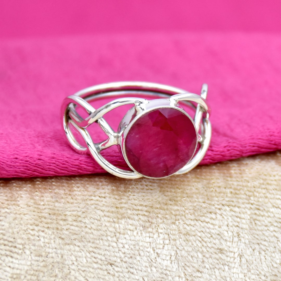 Indischer Rubin Ring, 925 Sterling Silber Ring, handgemachter Ring ...