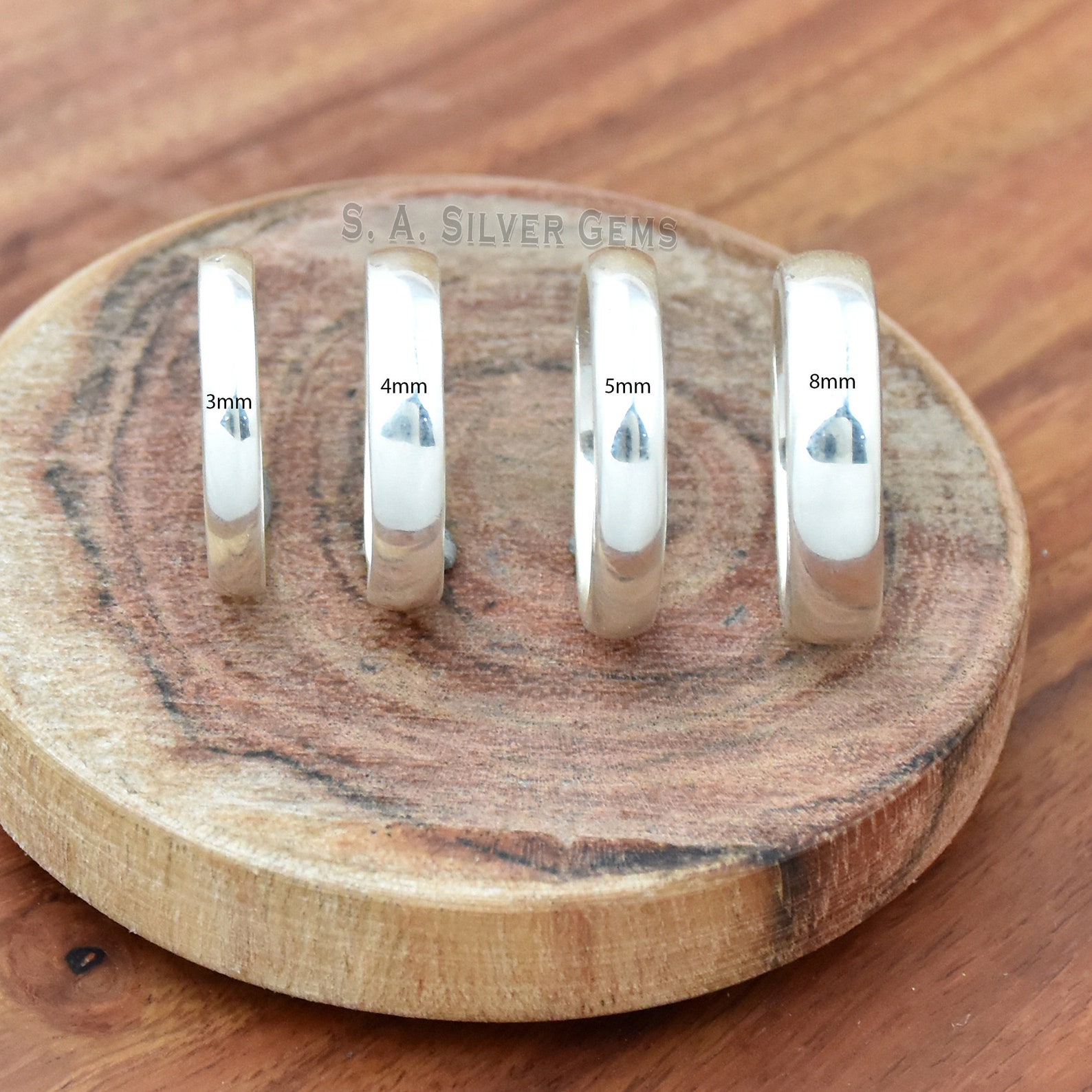 Sterling Silver Comfort Fit 2mm 3mm 4mm 5mm 6mm 7mm 8mm Wedding Band ...