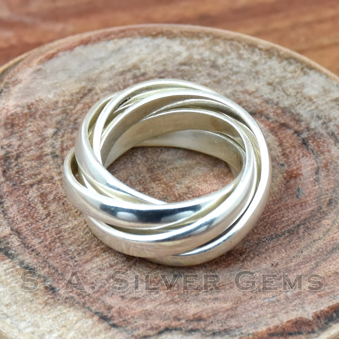 3mm 6 Band Ring, 925 Sterling Ring, Interlocked Ring, Handmade Silver ...
