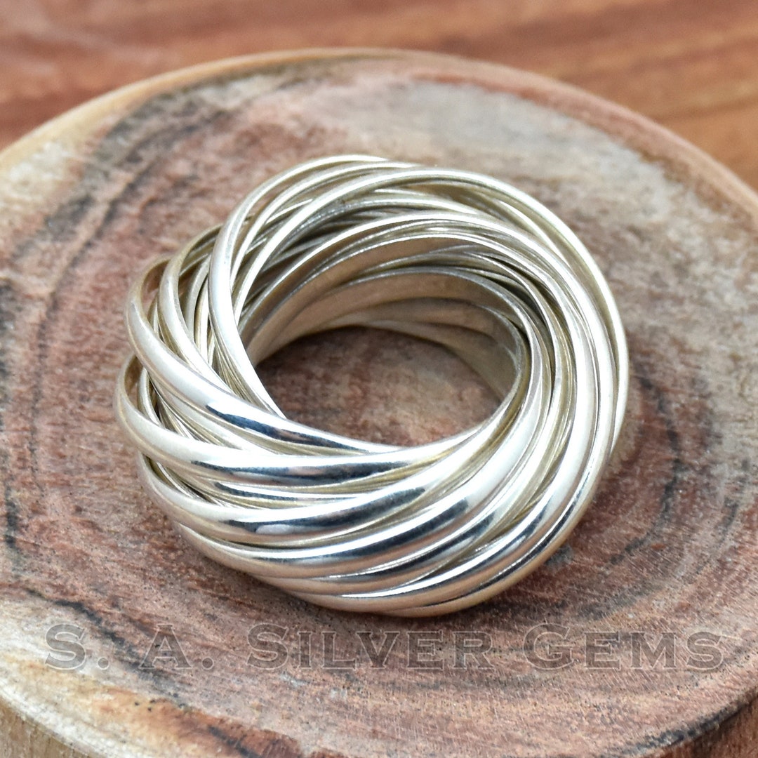 Multi Band Rings, 925 Sterling Silver Ring, 21 Rolling Ring, Handmade ...
