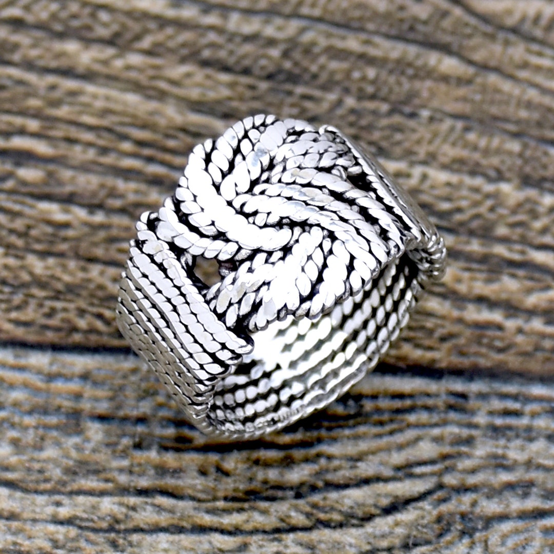 Chain Ring, Boho Ring, Rings for Women, Solid Silver Chain Ring, Silver ...