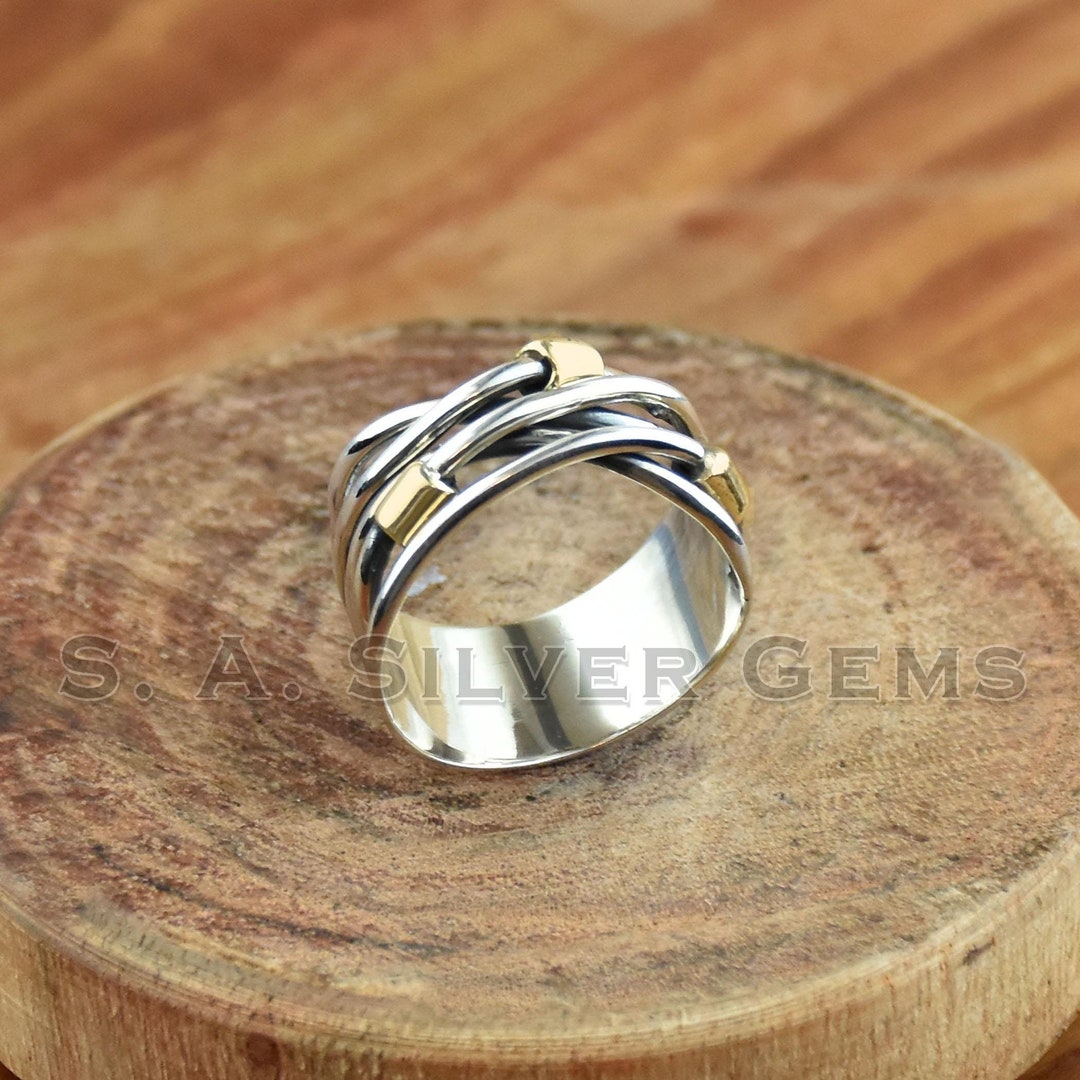 925 Sterling Silver Wrap Ring: Two-tone Artisan Ring - Etsy