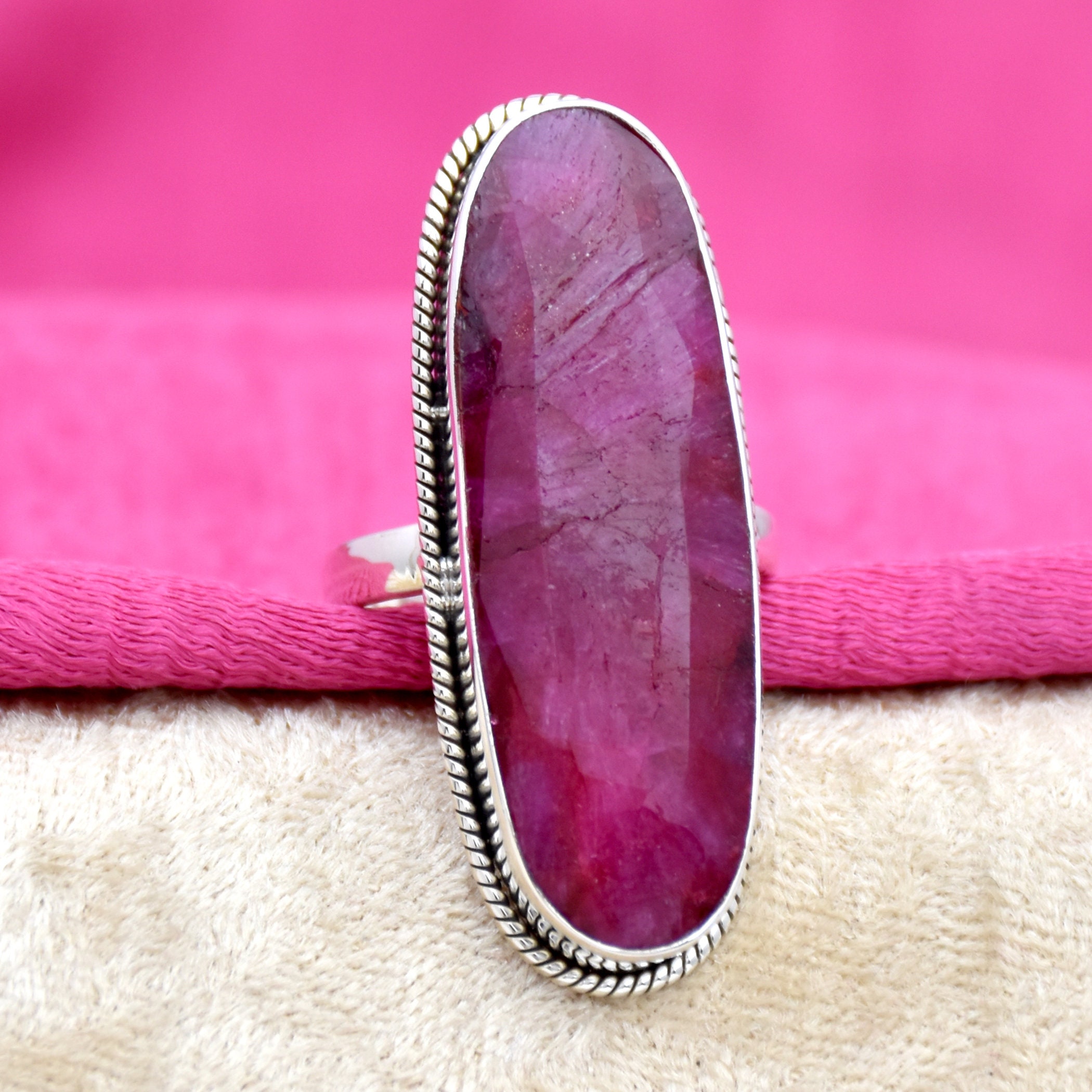 Ruby Ring 925 Sterling Silver Ring Indian Ruby Ring Huge - Etsy