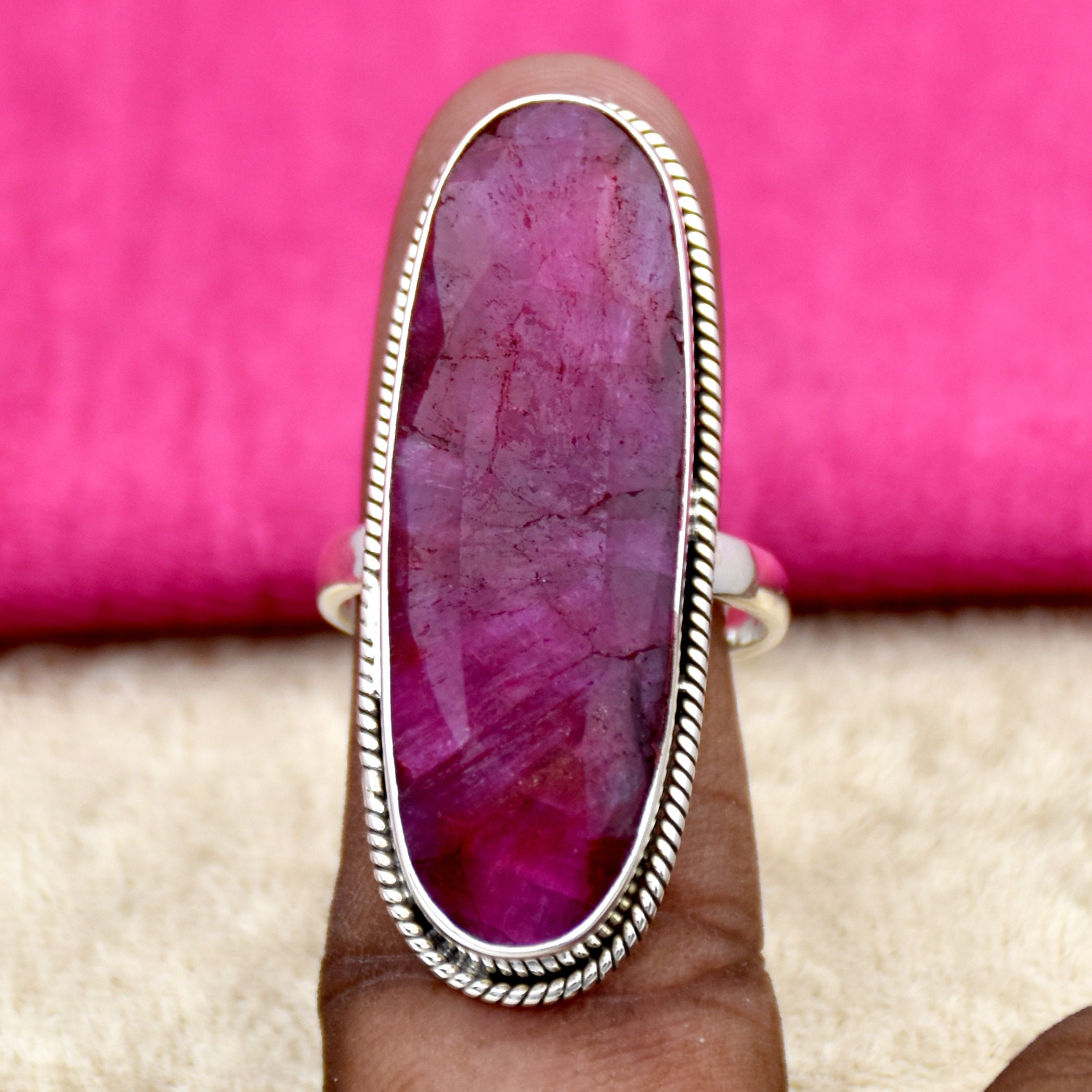 Ruby Ring 925 Sterling Silver Ring Indian Ruby Ring Huge - Etsy