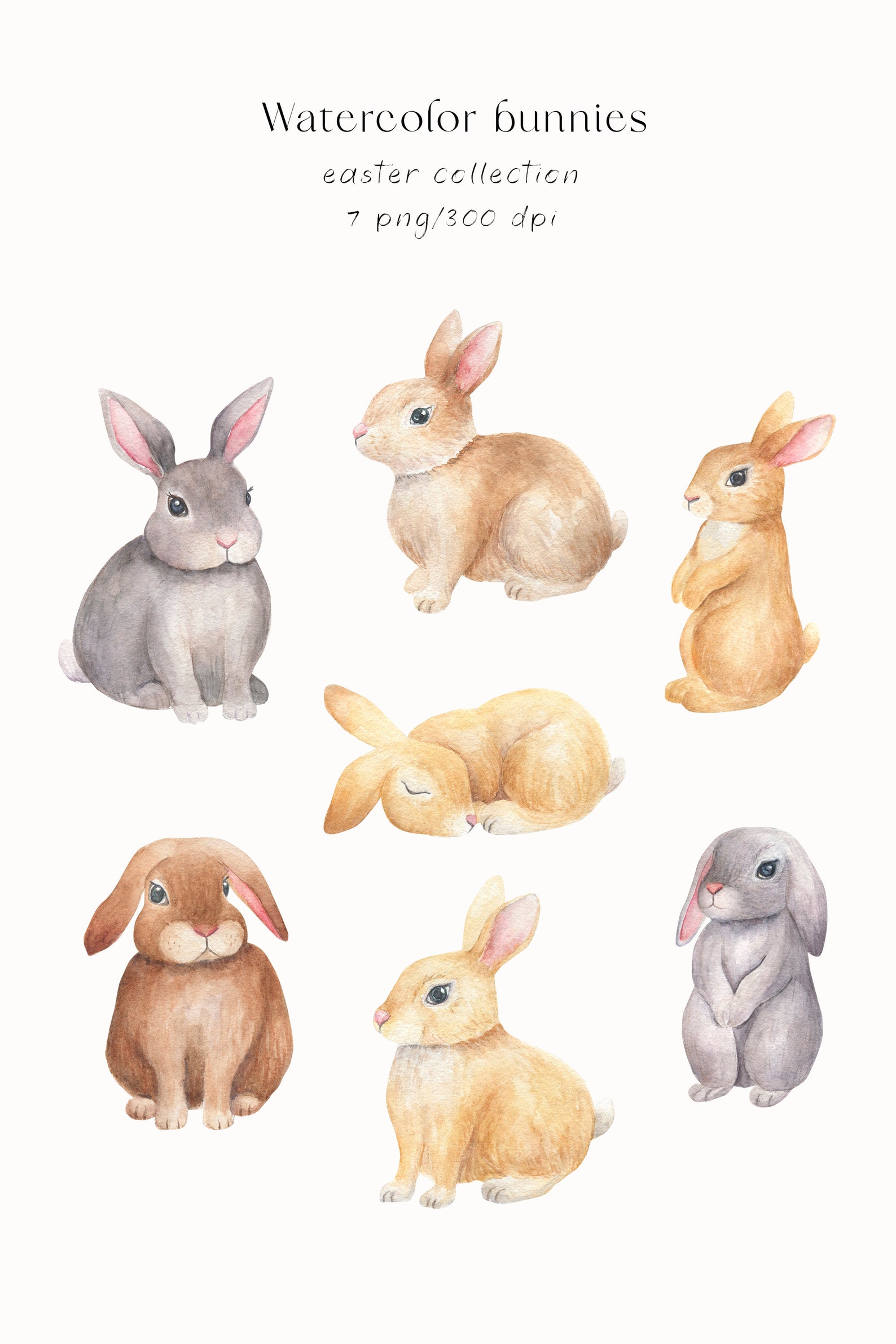 Bunny Clipart Watercolor, Easter Bunny Clipart, Spring Baby Bunny Png ...
