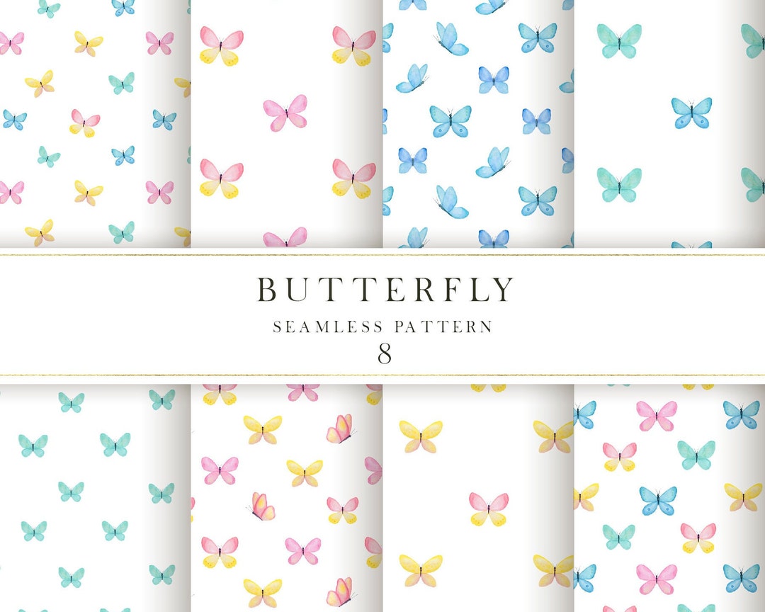 Butterfly Watercolor Digital Paper, Summer Digital Paper Pack ...