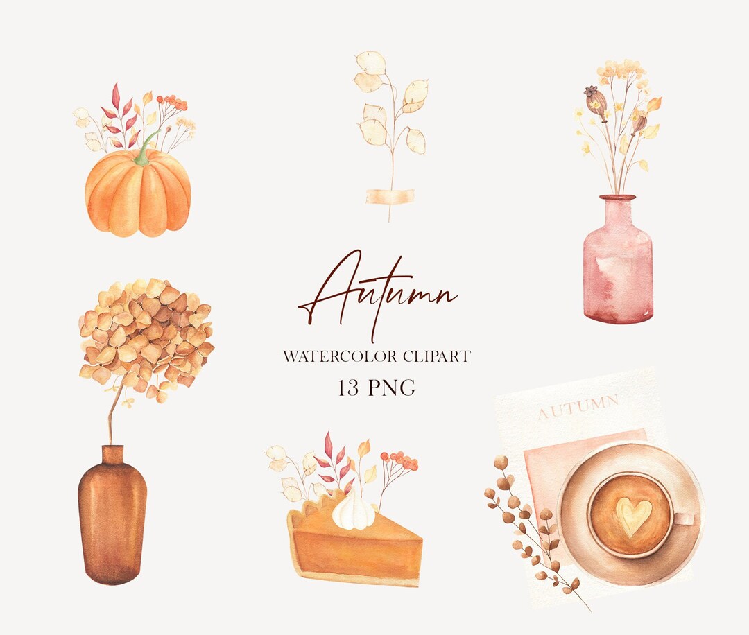 Autumn Watercolor Clipart, Fall Leaves Thanksgiving Arrangements ...
